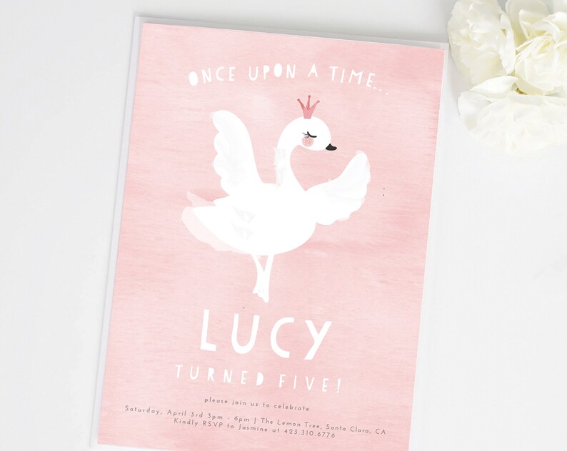 Sweet Swan Princess Birthday Invite | Ballet Birthday | Princess ...