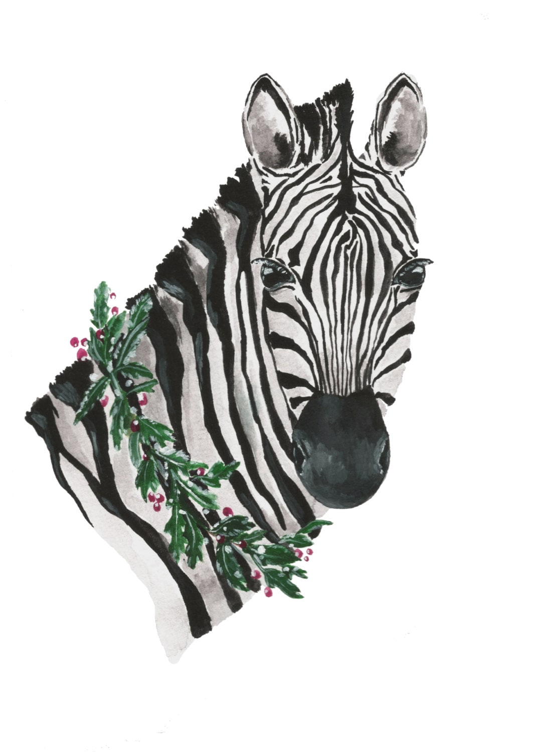 Christmas Zebra Printable Digital Download - Etsy
