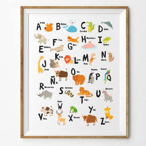 Printable Spanish Alphabet Wall Art Digital Download Print | Etsy