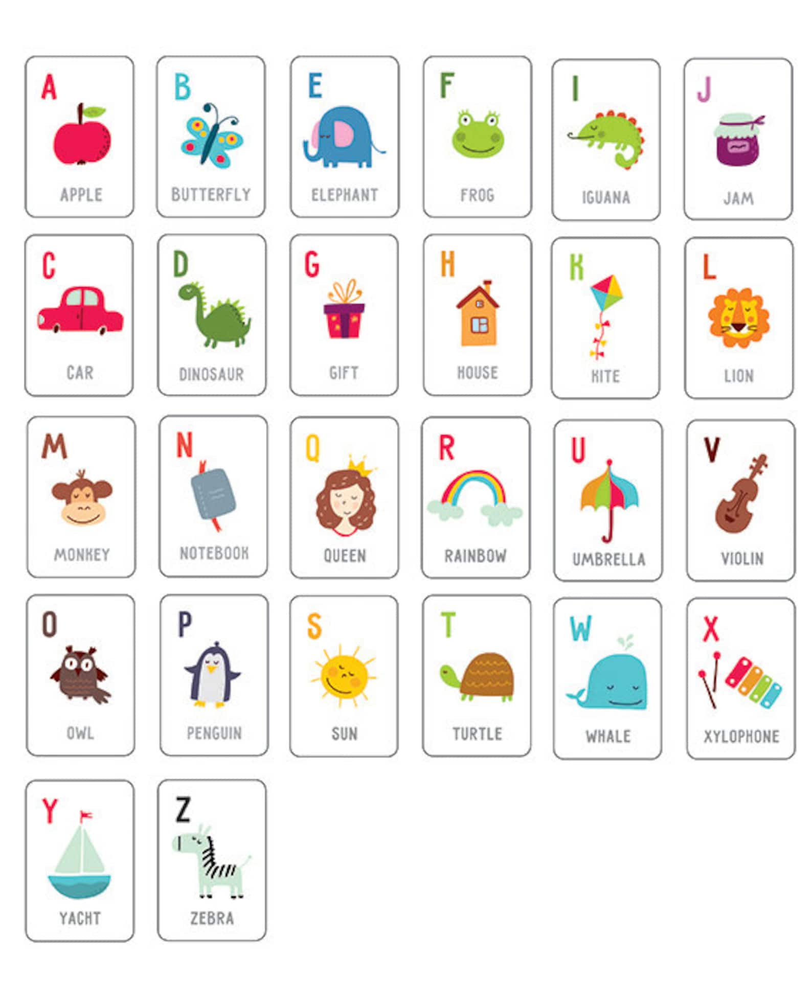 Alphabet Flash Cards Instant Download Alphabet Card Set ABC - Etsy