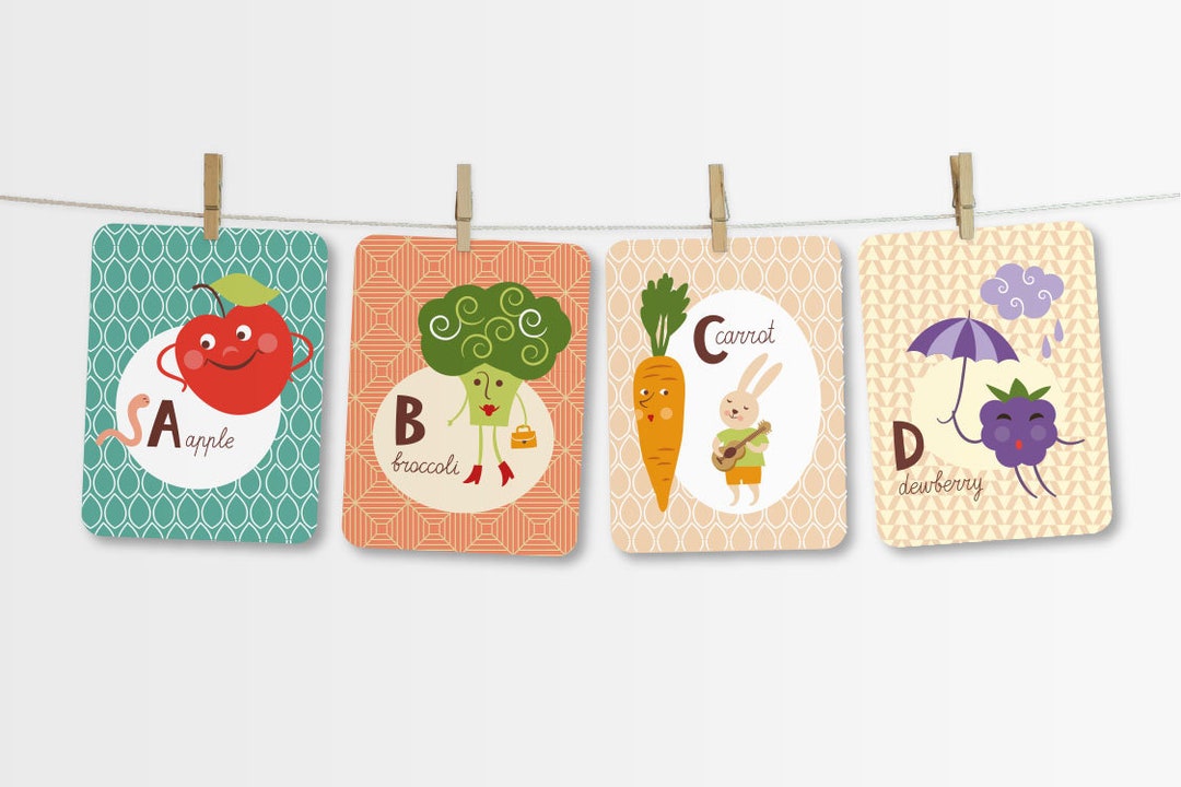 Alphabet & Vegetables Card Set Printable Flash Cards ABC - Etsy