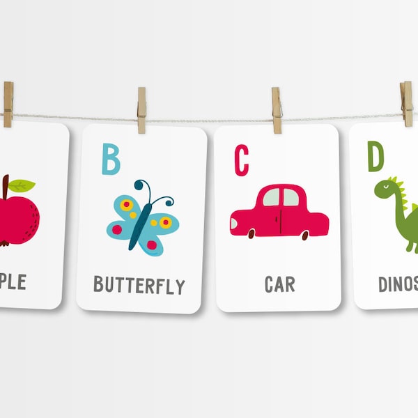 Alphabet Matching Flash Cards - Etsy
