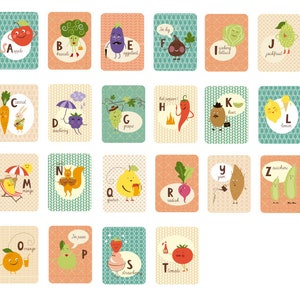 Alphabet & Vegetables Card Set Printable Flash Cards ABC - Etsy