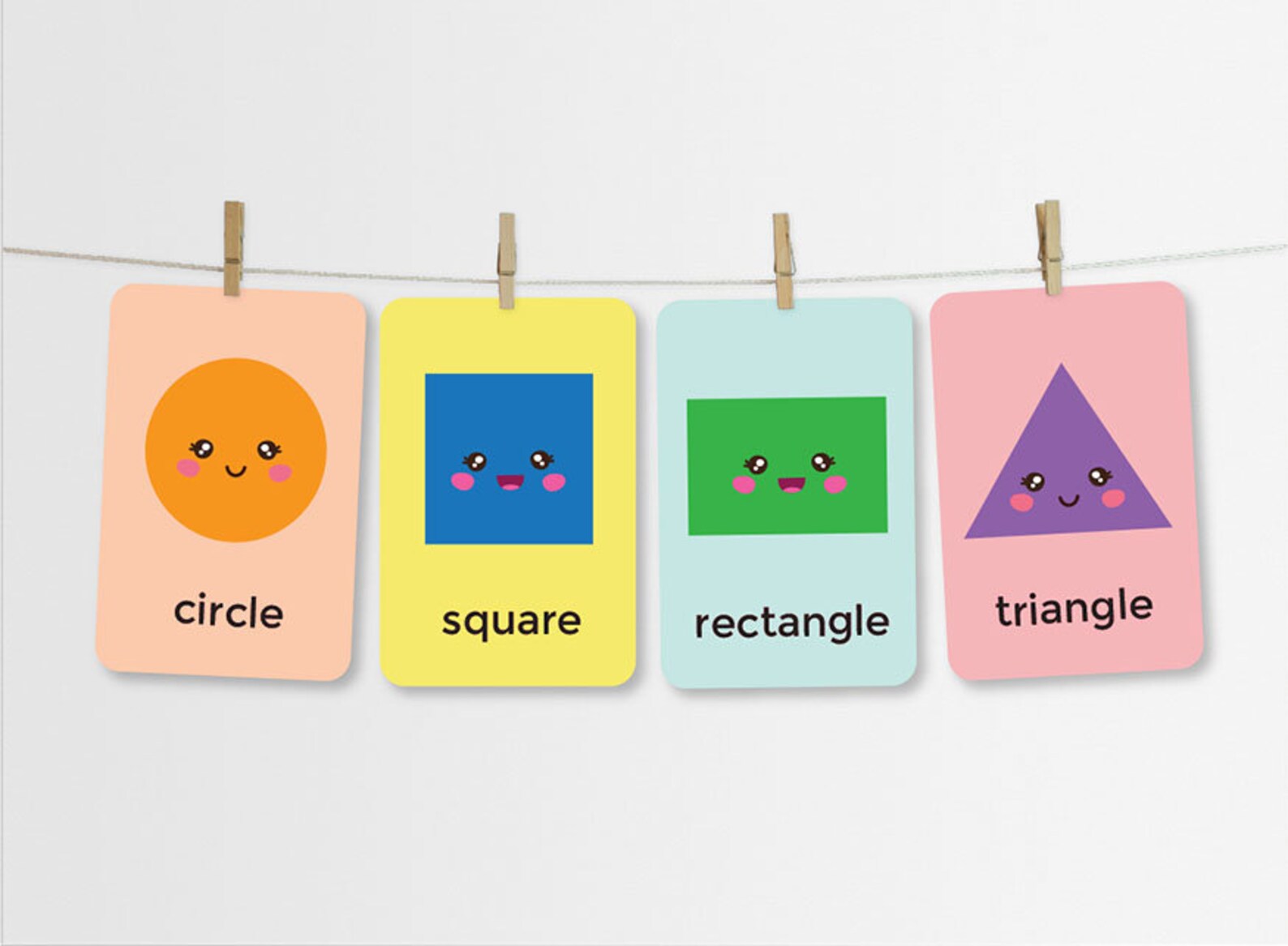Shapes Flash Cards, Printables, Nursery Flash Cards, Educational Cards ...