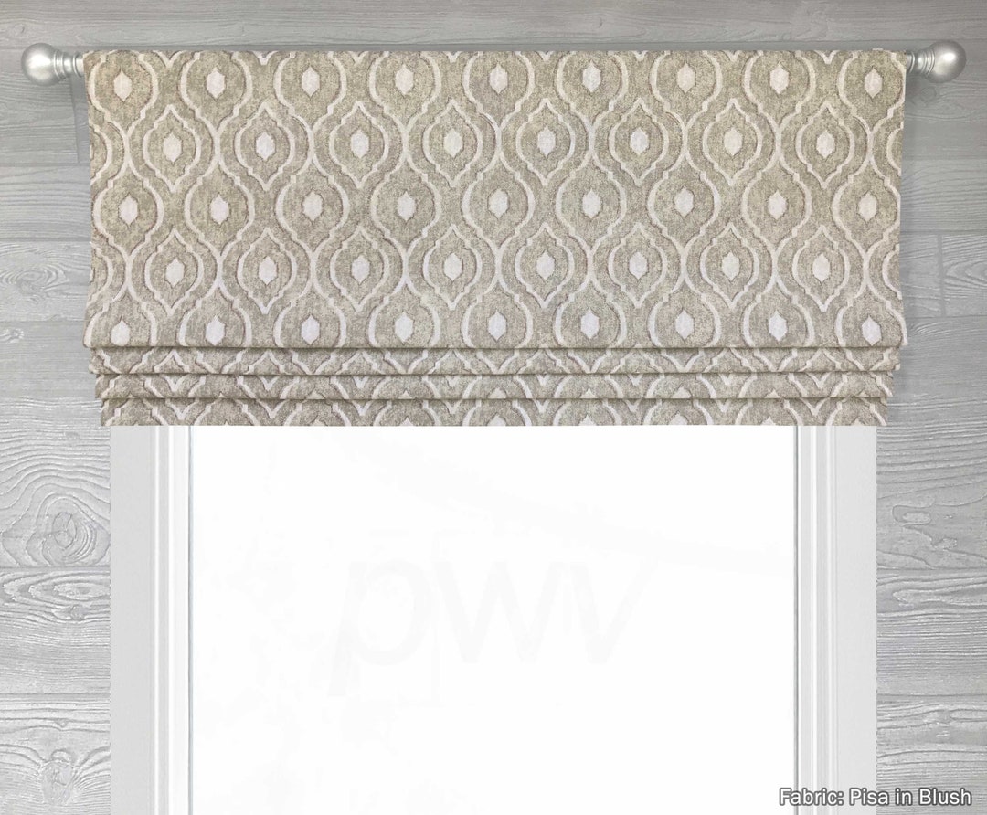 Lined Faux fake Roman Shade Valance in Beige and Terracotta Neutral ...