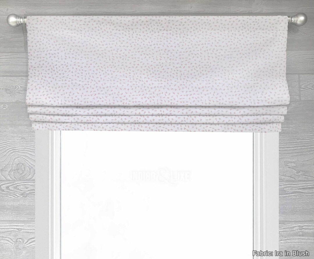 Lined Faux stationary Flat Roman Shade Valance, Small-scaled Print Pink ...