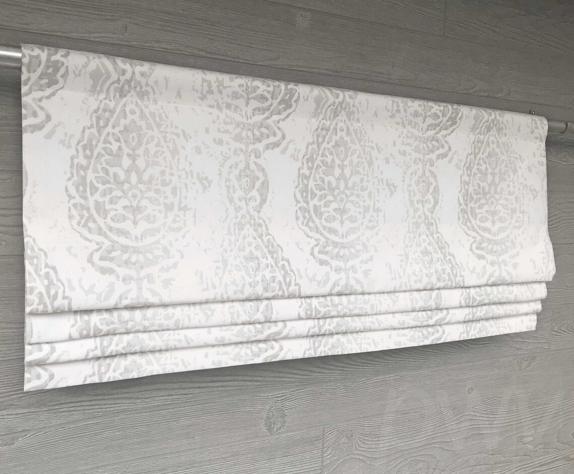 Lined French Grey and White Faux mock Roman Shade Valance - Etsy