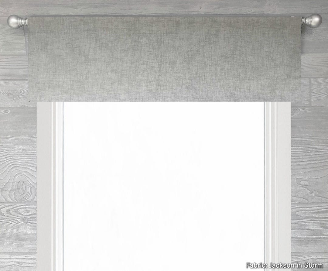 Lined Flat Valance; Straight Window Valance Print in Blue, Tan, Gray ...