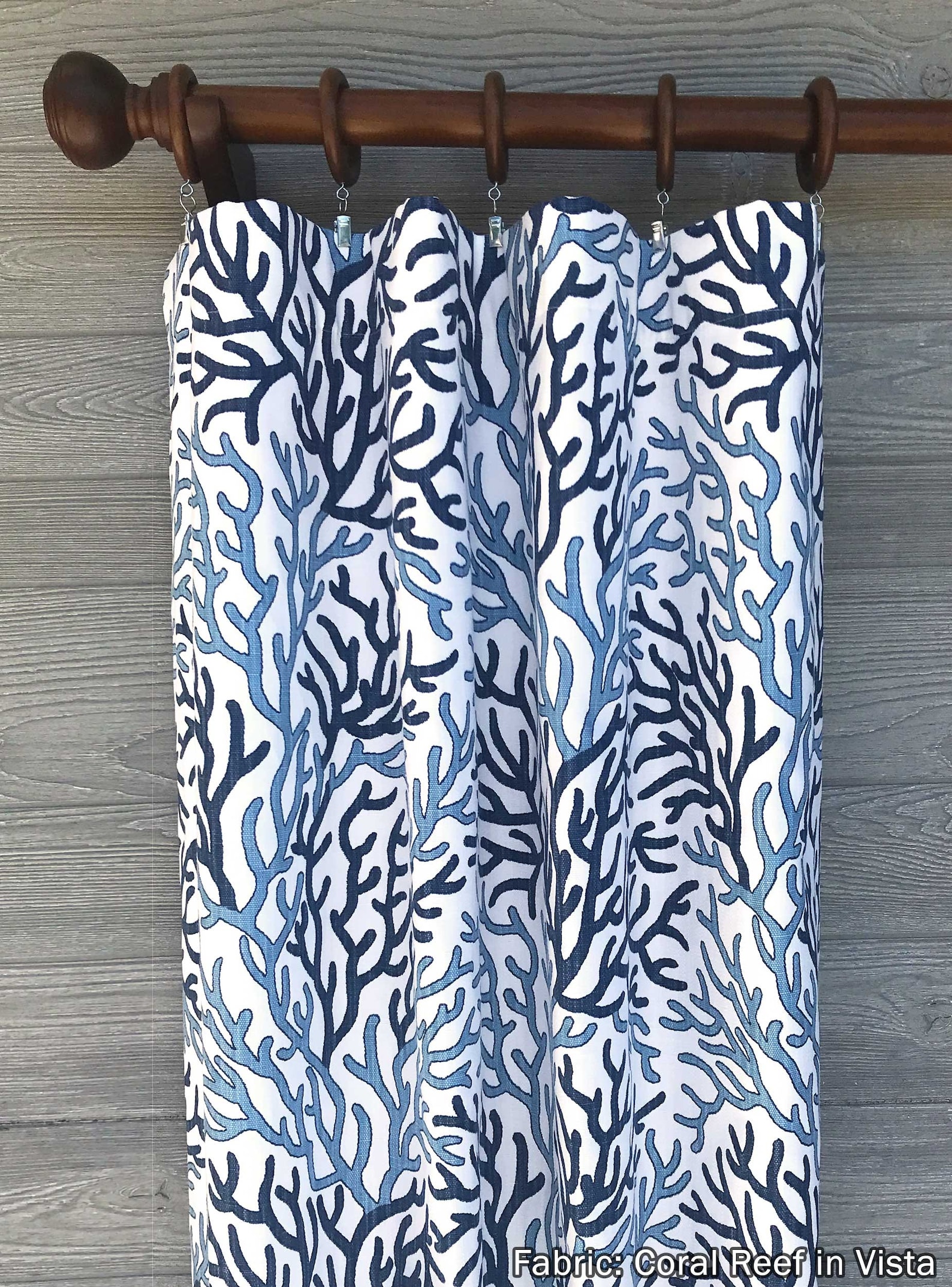 Coral Reef in Vista Pair of Rod Pocket Drapery Panels or Cafe - Etsy