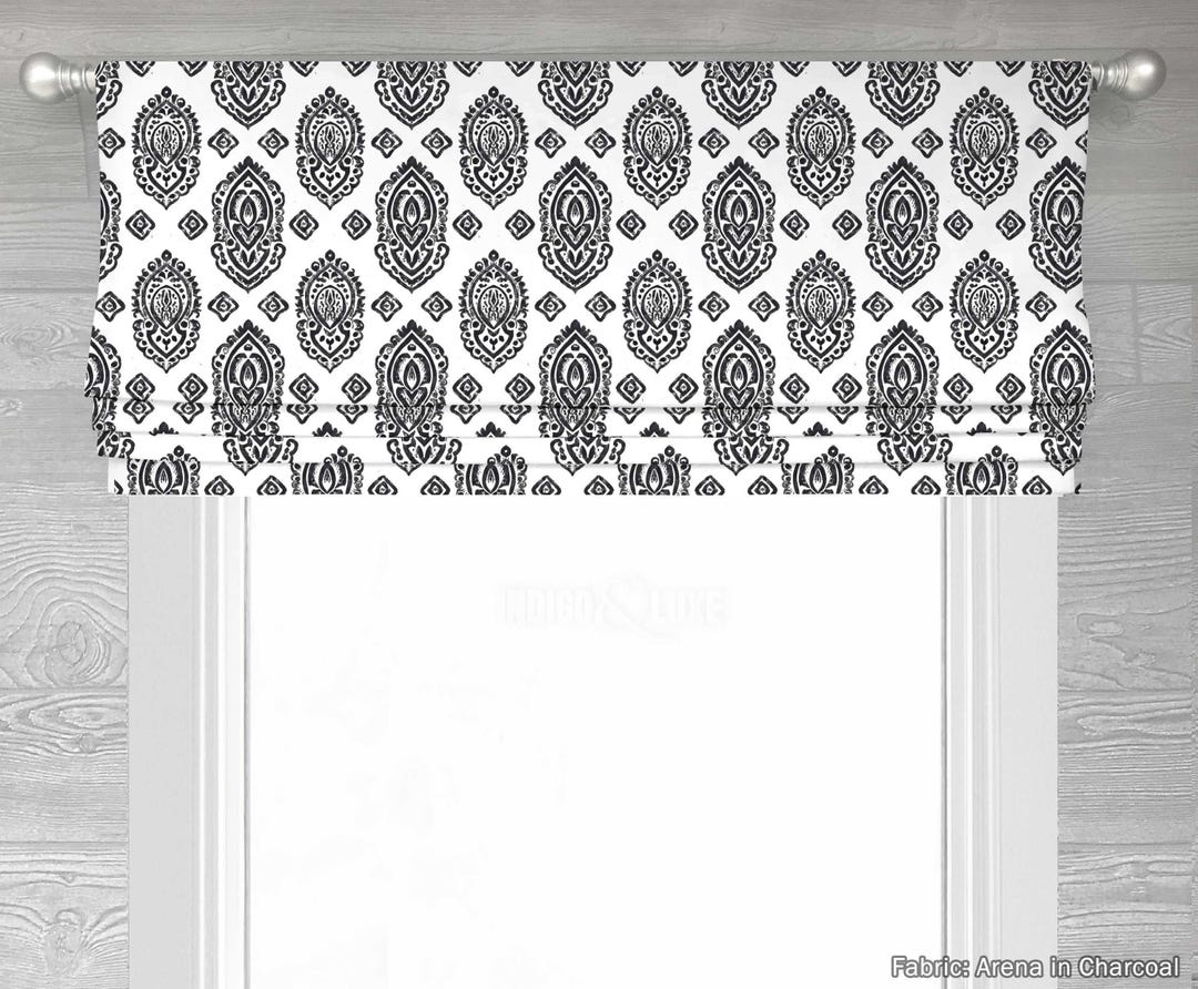 Arena in Charcoal Faux (fake) Roman Shade Window Valance; Custom ...