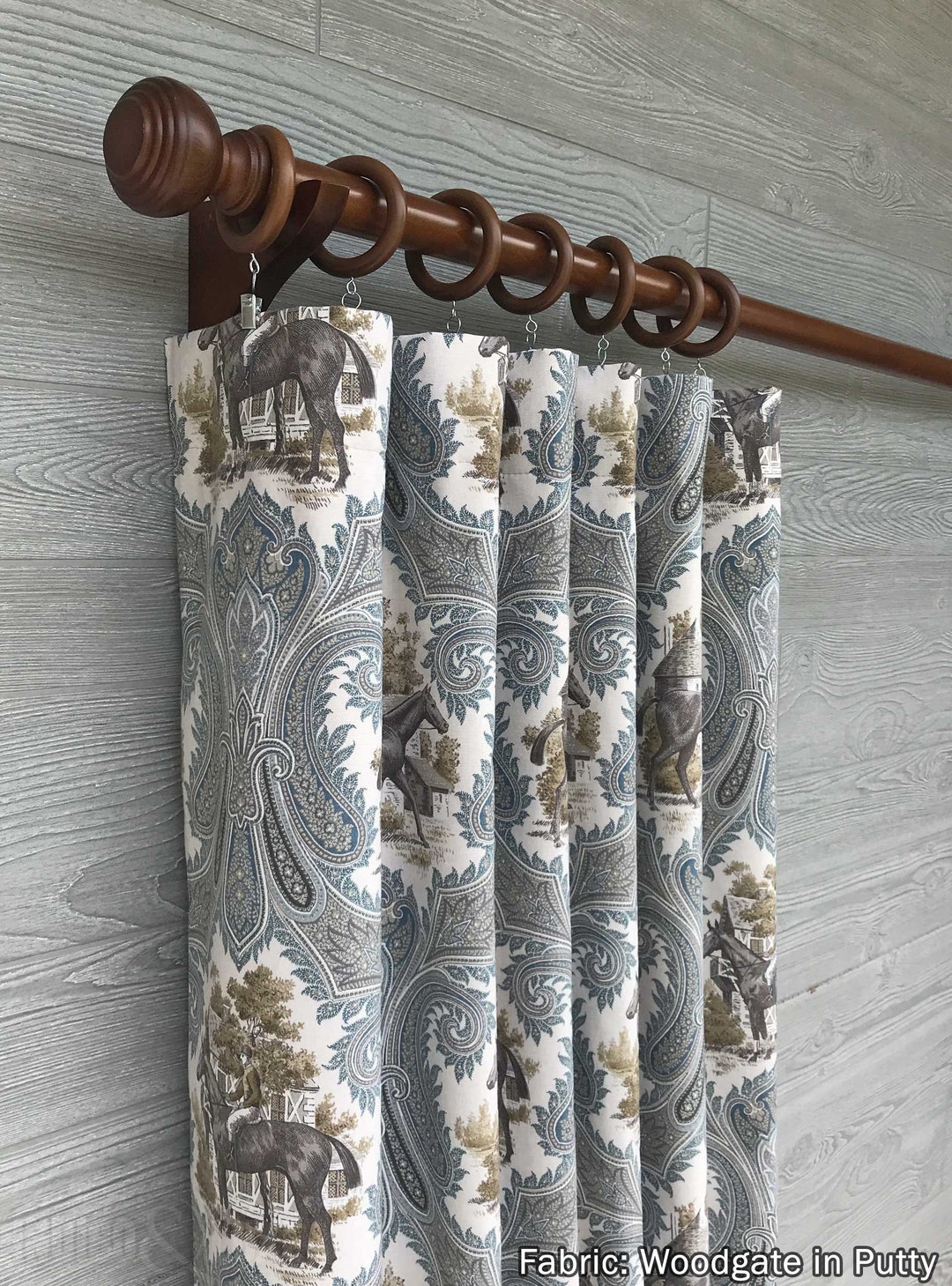 Woodgate in Putty Pair of Rod Pocket Drapery Panels or Cafe Curtains ...
