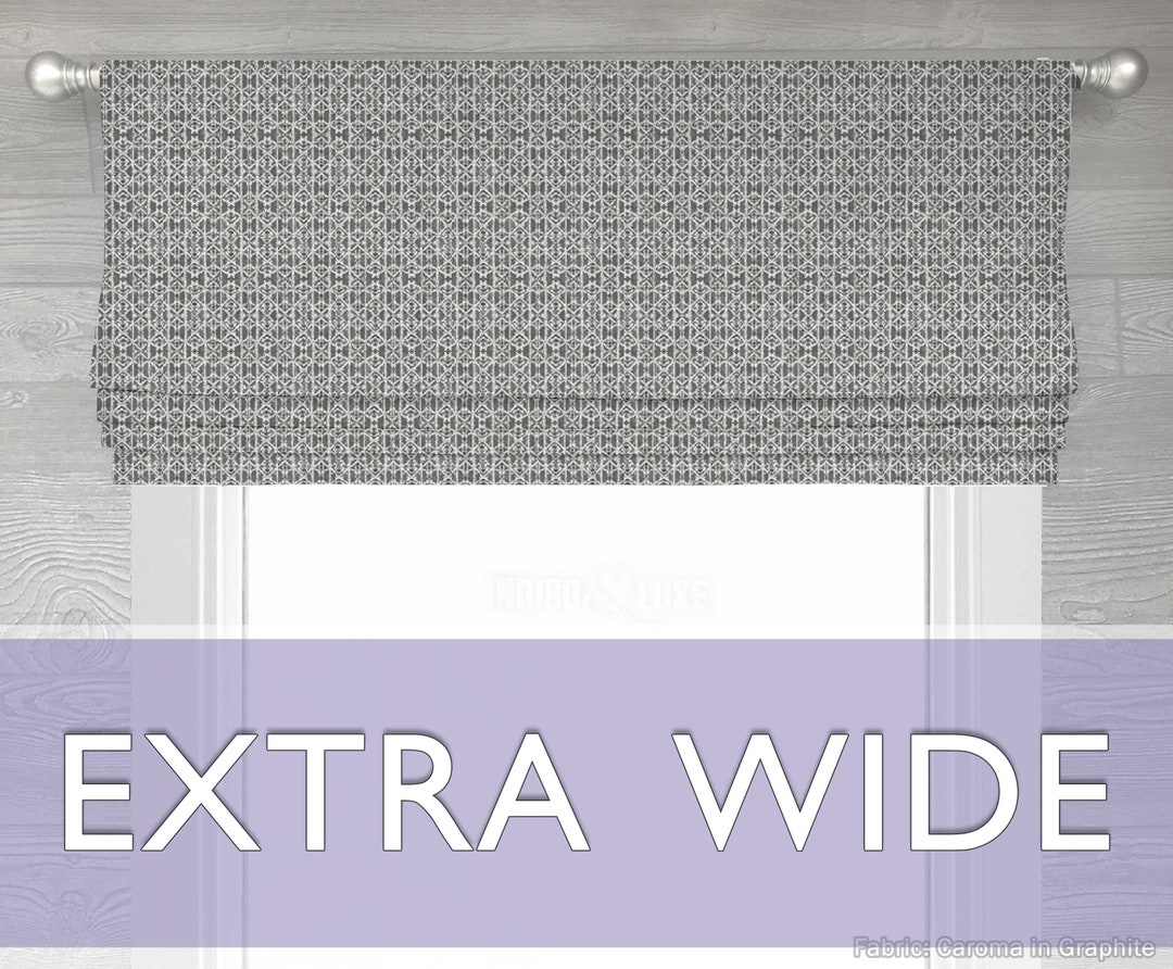 Caroma in Graphite Lined Faux stationary Roman Shade Valance Custom Sizing 87-1/2 120 Wide - Etsy