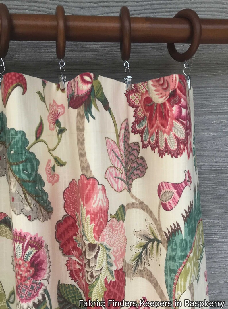 Finders Keepers in Raspberry Rod Pocket Drapery, Cafe Curtain, Jacobean ...