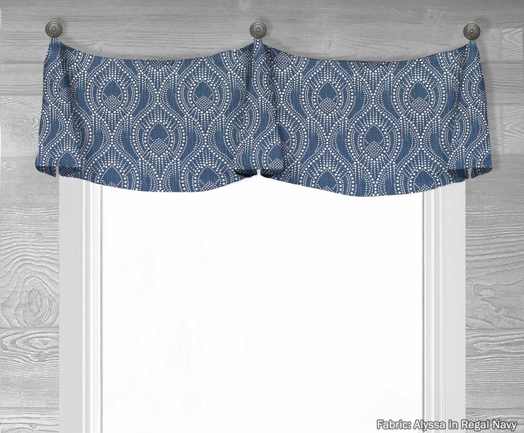 Flat Swag Valance With Bells Blue Red Khaki Arabesque Tile - Etsy