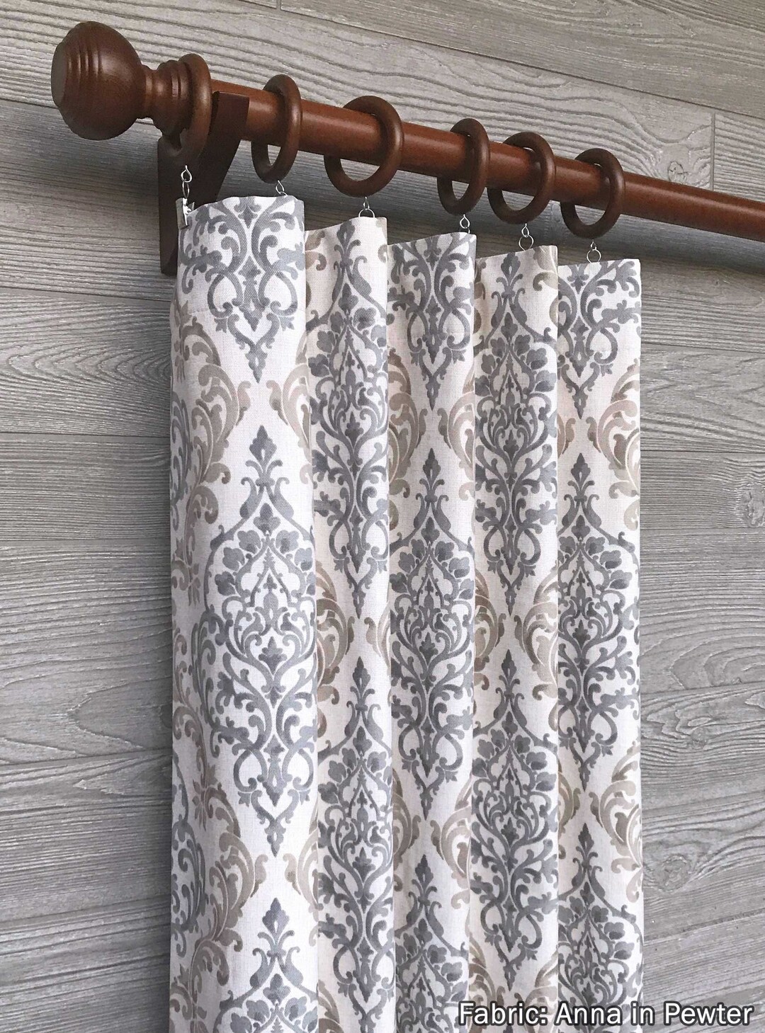 Anna in Pewter Rod Pocket Drapery Panel Pair 84 96 108 120, Cafe ...