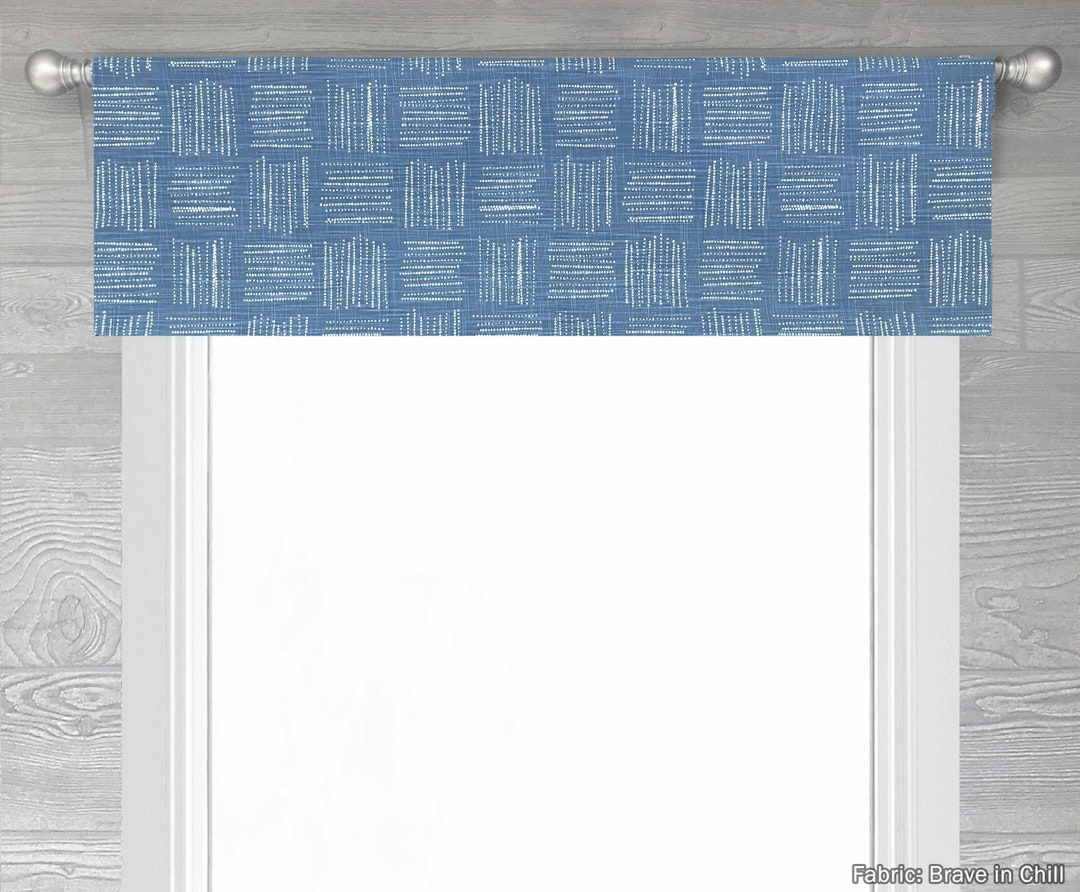 Lined Flat Valance Medium Blue and White Straight Window Valance ...