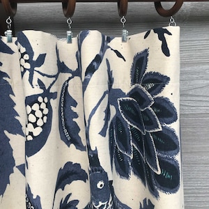 Nighting in Indigo Rod Pocket Drapery 84 96 108, Cafe Curtain ...