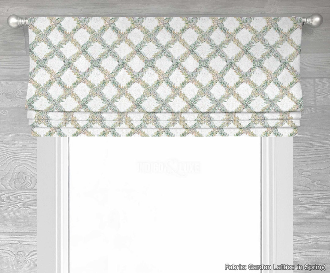 Garden Lattice in Spring Lined Faux (fake) Roman Shade Window Valance ...