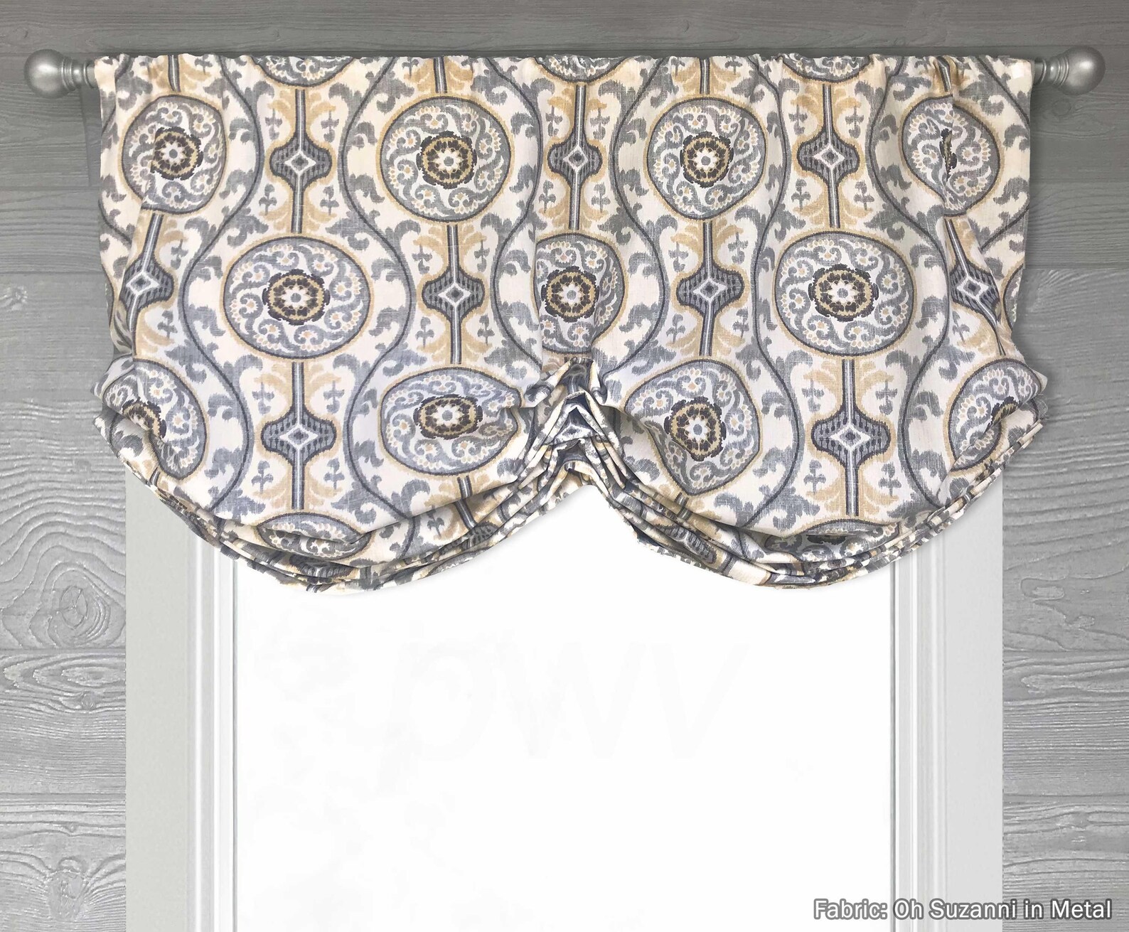 Gathered Balloon Shade Valance With Rod Pocket; Custom and Lined; Tan ...