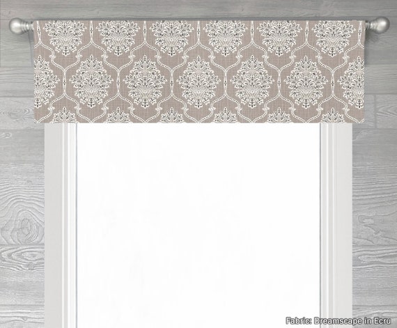 Lined Flat Valance Taupe Beige and off White Modern Floral - Etsy