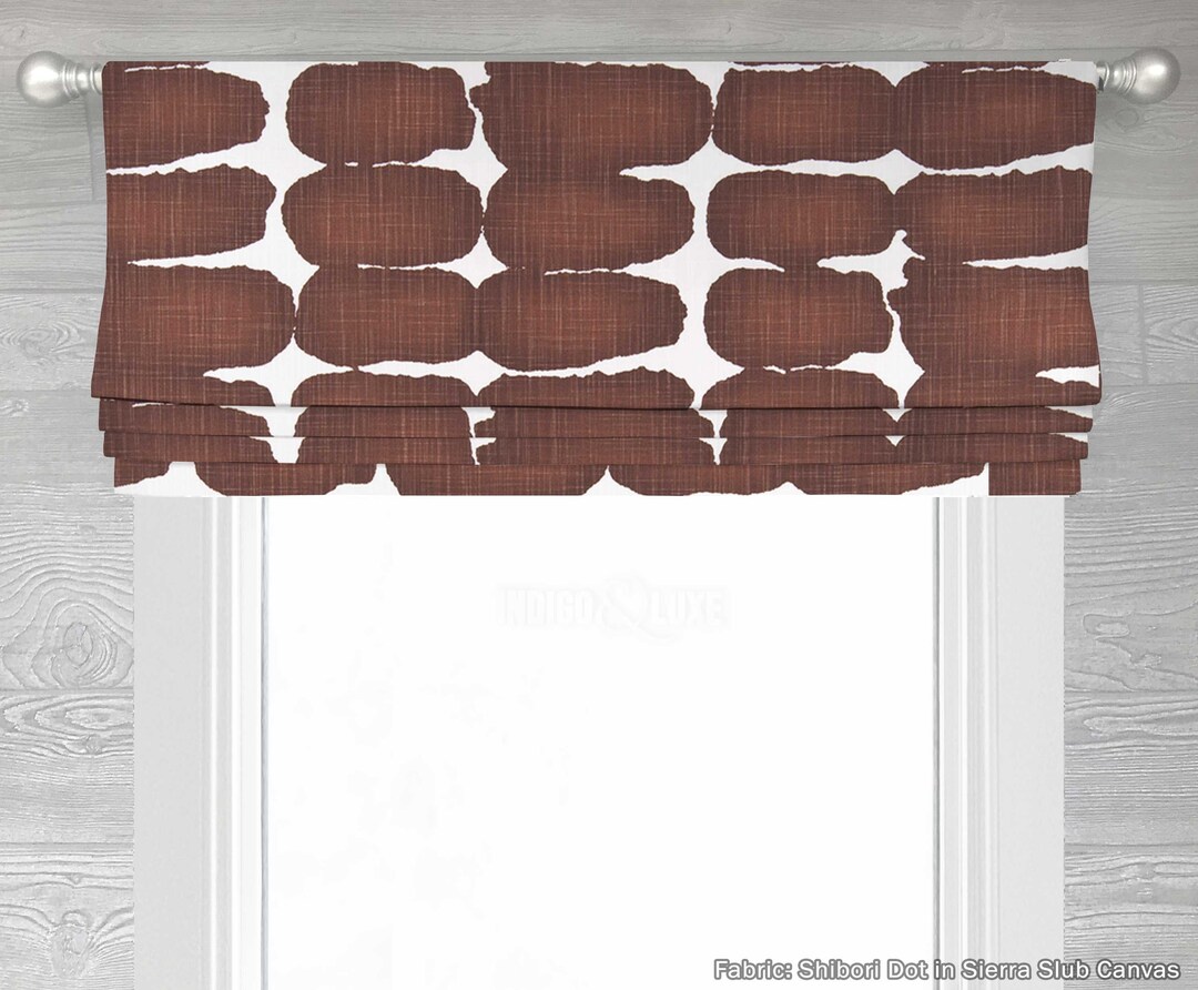 Lined Modern Faux Fake Roman Shade Valance Window Curtain in Rust Red ...