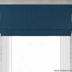 Lined Blue Solid Faux fake Roman Shade Valance Custom Window Curtain ...