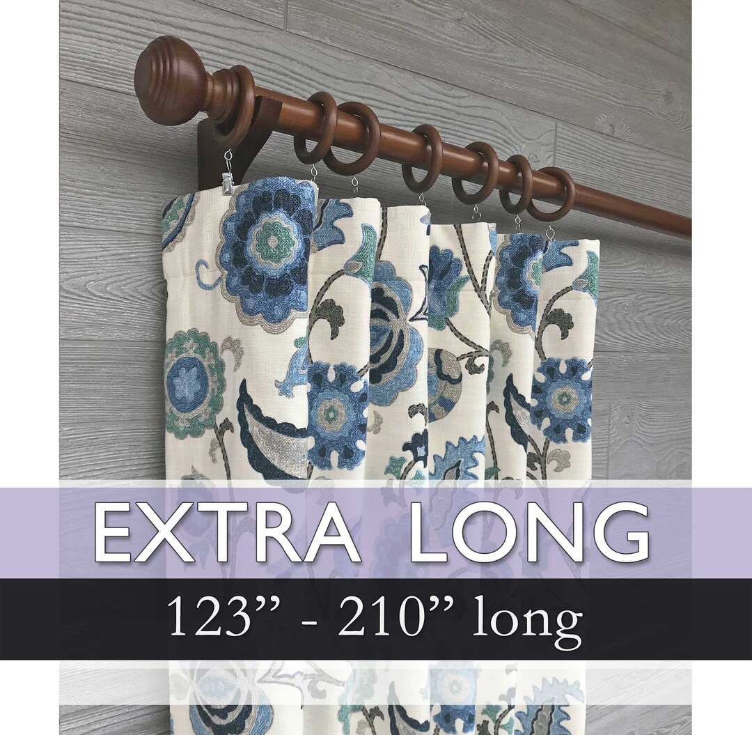 Samira in Capri Pair of Extra Long / Two Story Rod Pocket Curtain ...