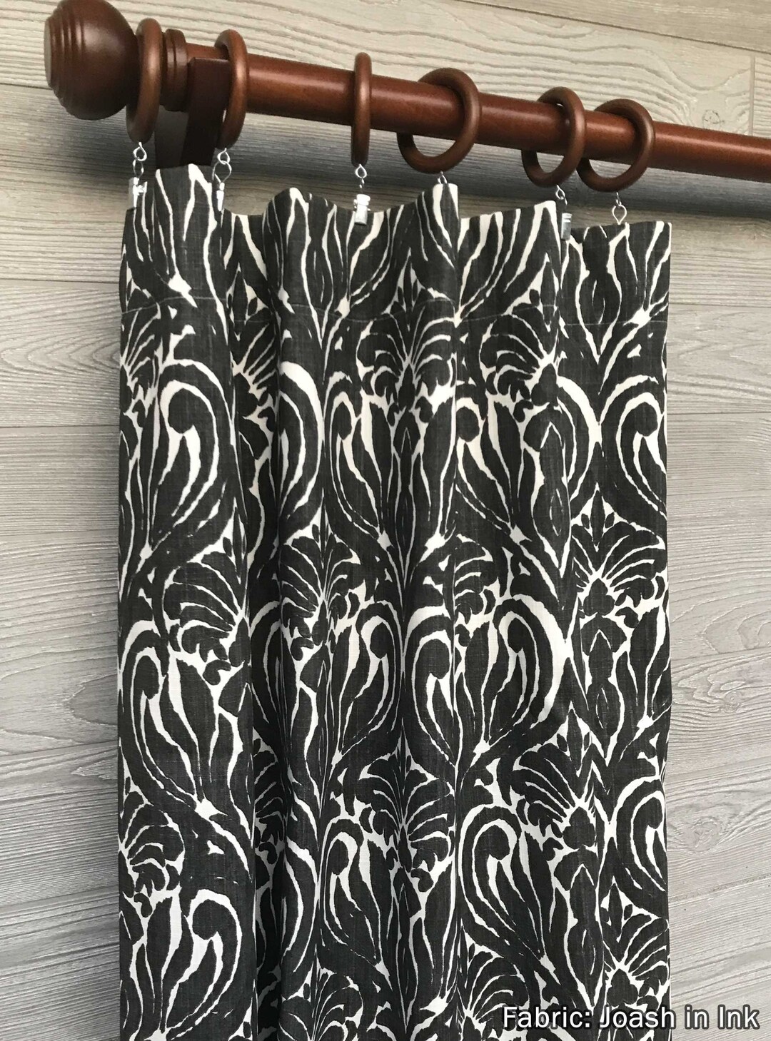 Joash in Ink Rod Pocket Drapery Panel Pair 84 96 108 120, Cafe Curtain ...