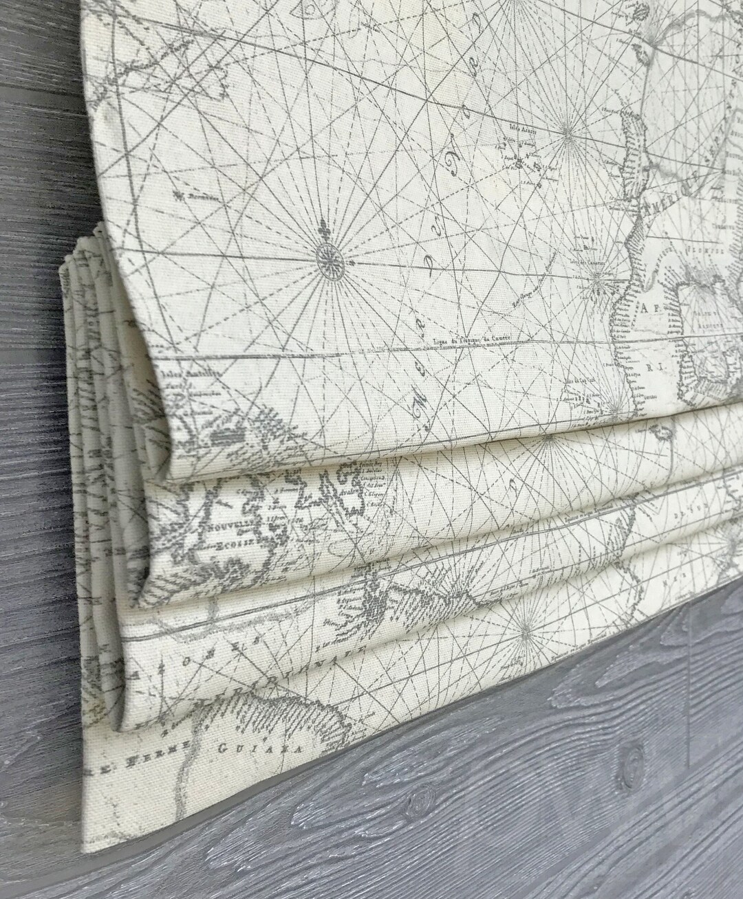 Lined Parchment Map Themed Faux fake Flat Roman Shade - Etsy