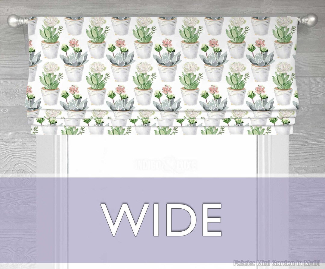 Mini Garden in Multi Lined Faux stationary Roman Shade Valance Custom ...