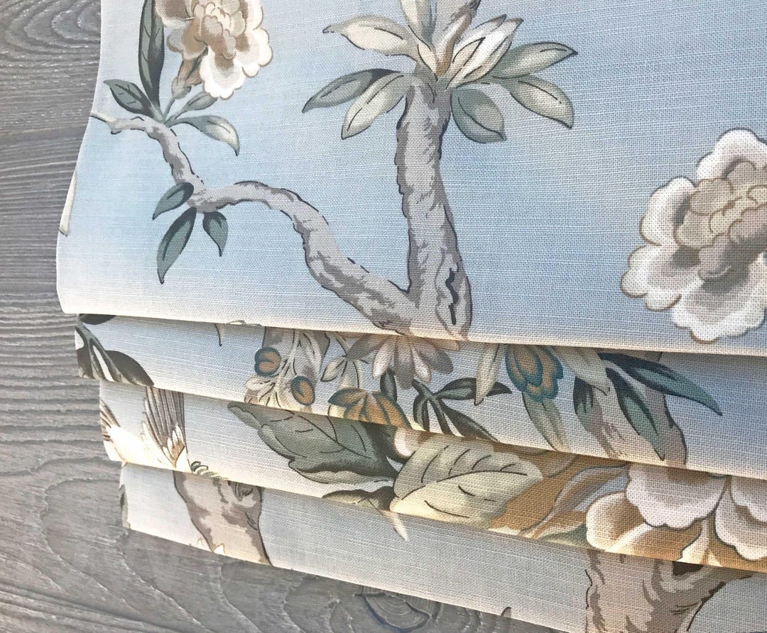 Lined Platinum Blue and Beige Faux Roman Shade Window Valance ...