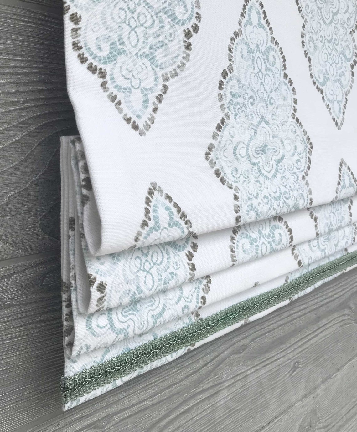 Lined Teal Blue Green on White Modern Medallion Faux fake - Etsy