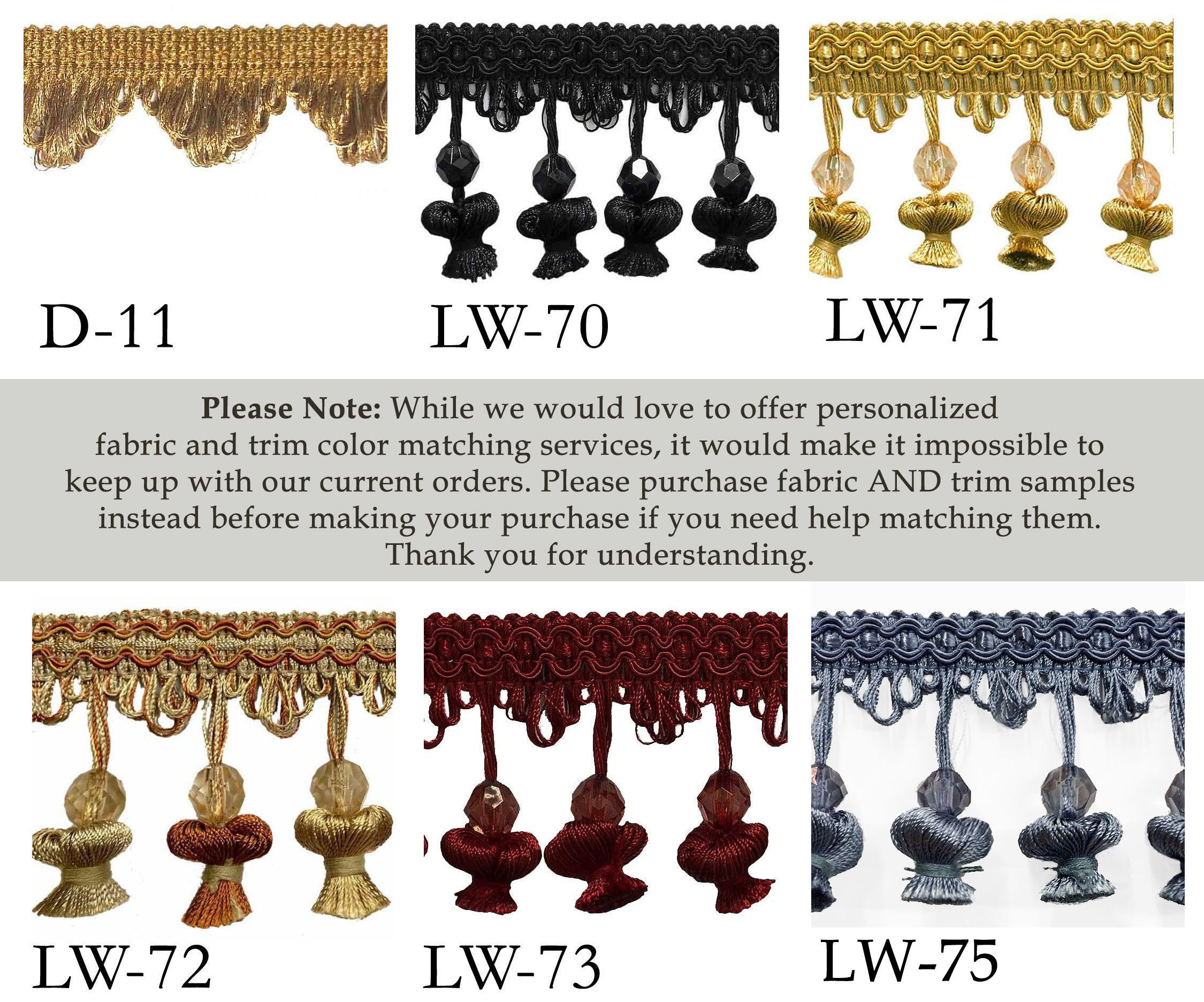 Priced per EACH Valance - Scalloped, Tassel Fringe, Pom Pom Fringe or ...