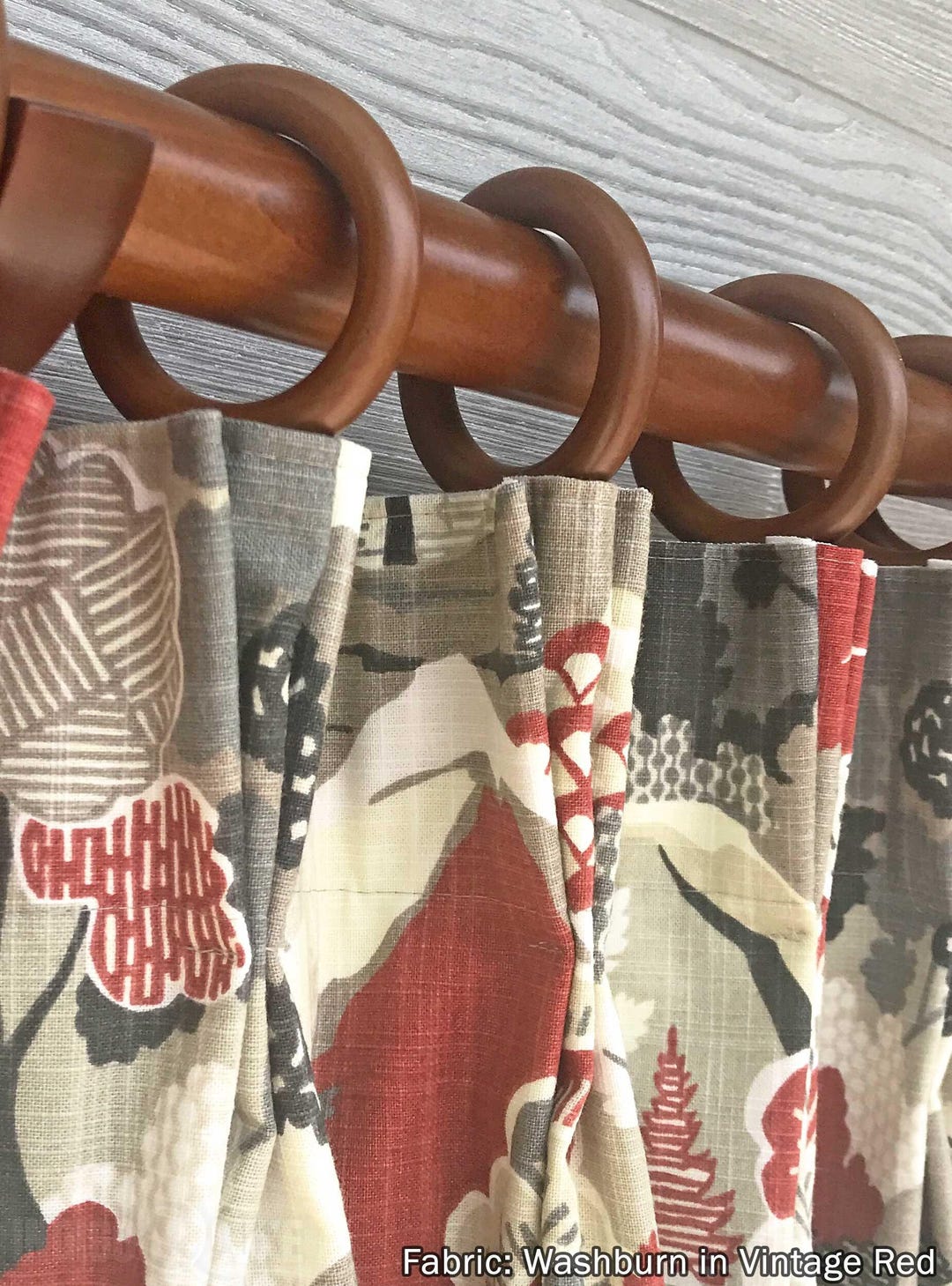 Washburn in Vintage Red Pinch Pleat Drapery 84 96 108 Cafe Curtain ...