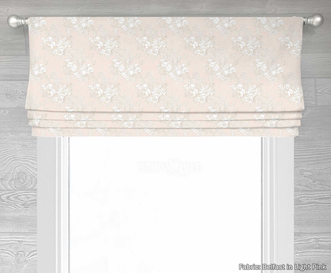 Belfast in Light Pink Lined Faux stationary Roman Shade Valance up to ...