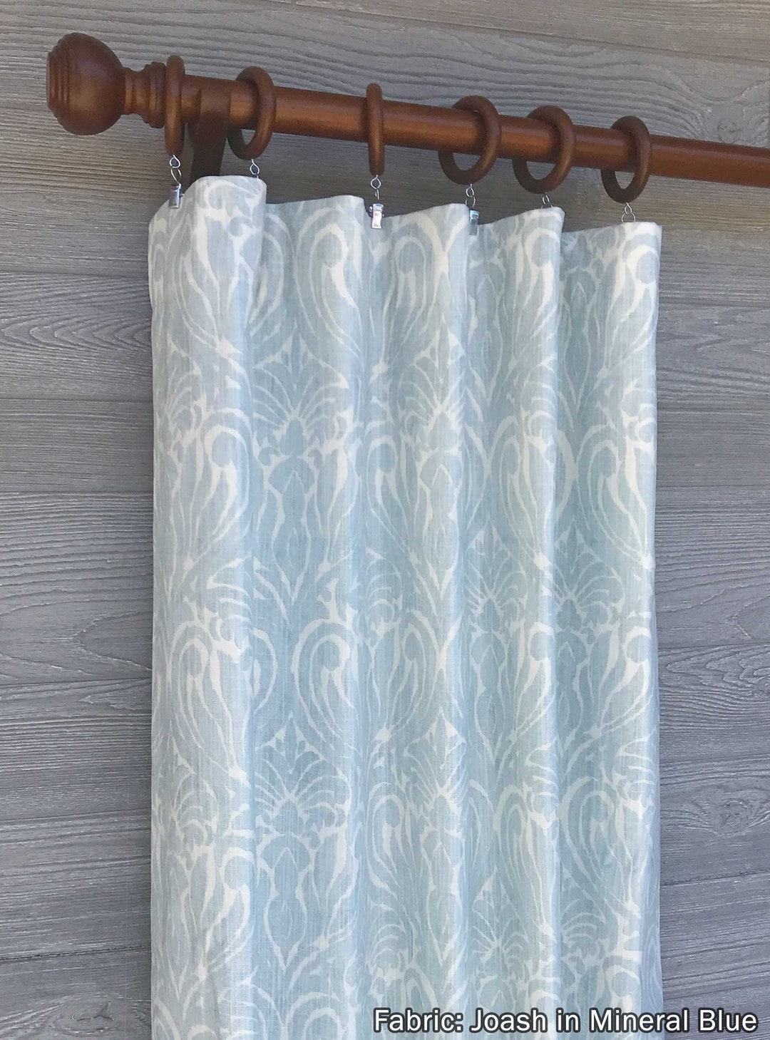 Joash in Mineral Blue Rod Pocket Drapery Panel Pair 84 96 108 120, Cafe ...