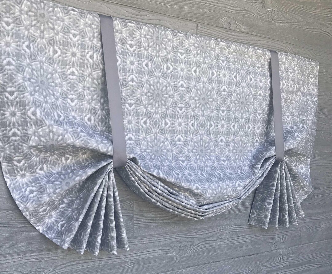French Gray Custom Tailed Balloon Shade Valance With Deep Swags for ...
