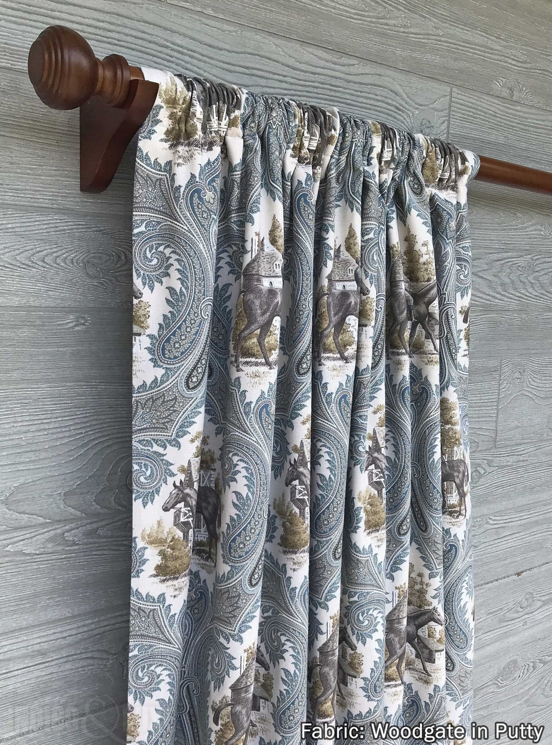 Woodgate in Putty Pair of Rod Pocket Drapery Panels or Cafe Curtains ...