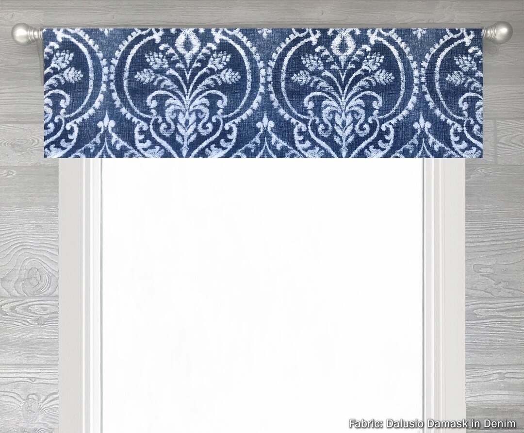 Lined Flat Valance Dark Blue Valance With Large Floral - Etsy