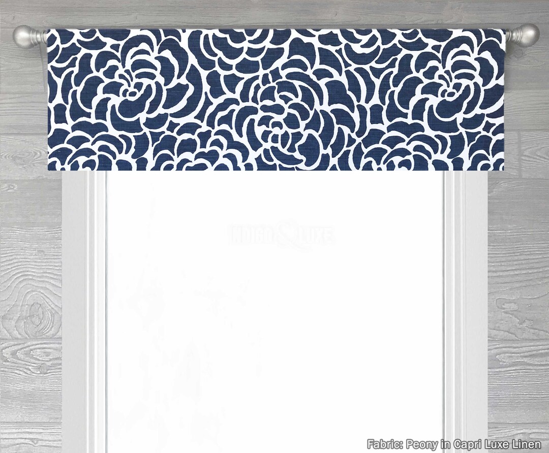 Lined Flat Valance Heavyweight Linen Blend Floral Straight Window ...