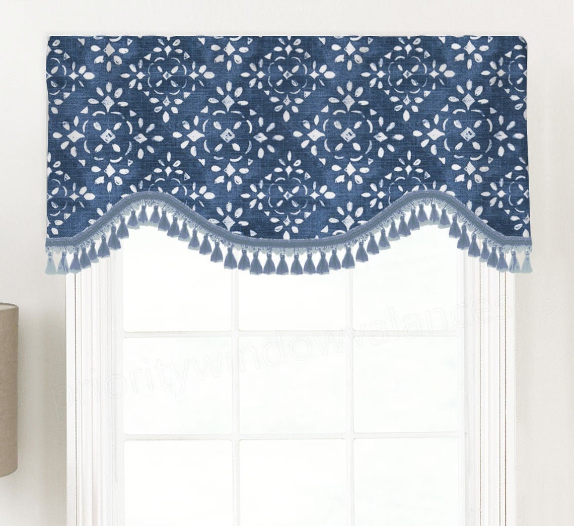 Shaped Rod Pocket Custom Valance, Fits Single Window 33 - 42 Inches ...