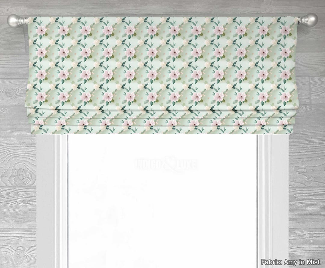 Amy in Mist Lined Faux (fake) Roman Shade Window Valance; Custom ...