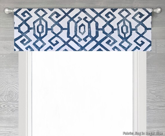 Lined Flat Valance Blue and White Straight Valance | Etsy