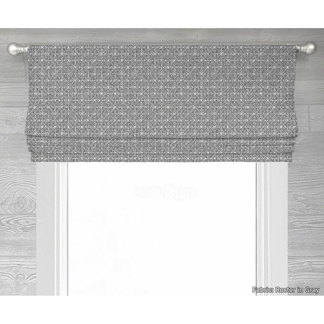 Roster in Gray Lined Faux (fake) Roman Shade Window Valance; Custom ...
