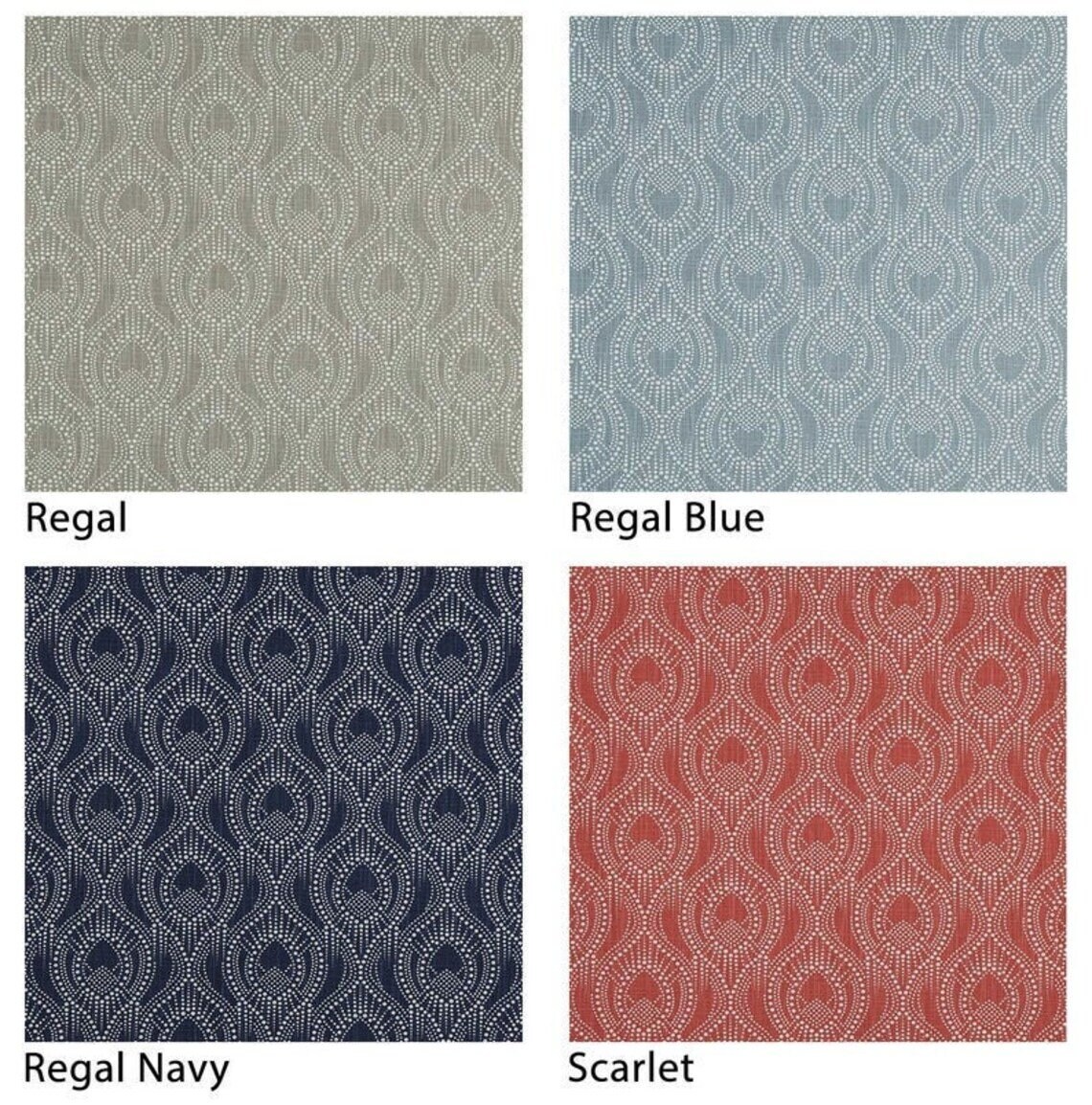 Flat Swag Valance With Bells Blue Red Khaki Arabesque Tile - Etsy