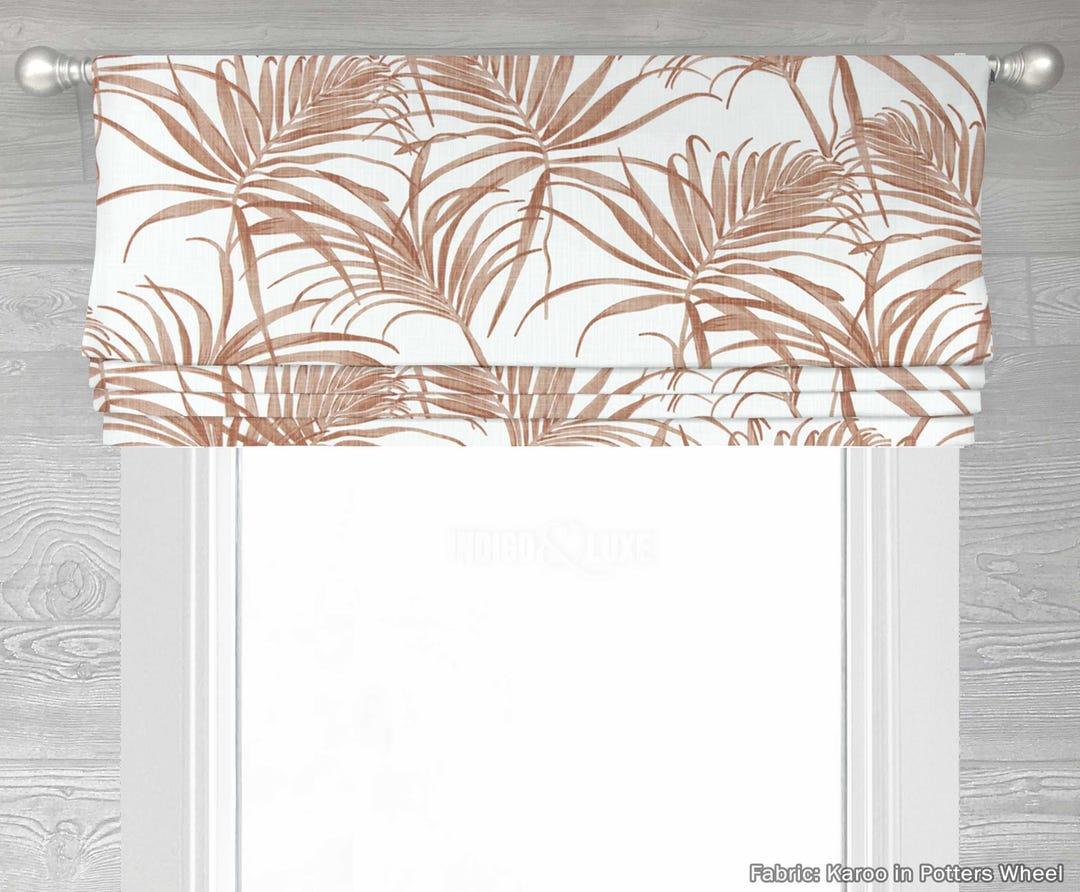 Lined Faux (fake) Flat Roman Shade Window Valance, Modern Tropical ...