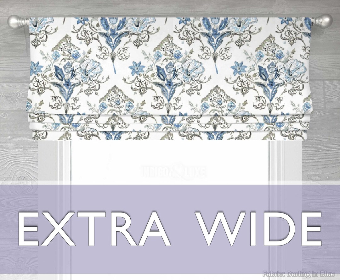 Darling in Blue Lined Faux stationary Roman Shade Valance Custom Sizing ...
