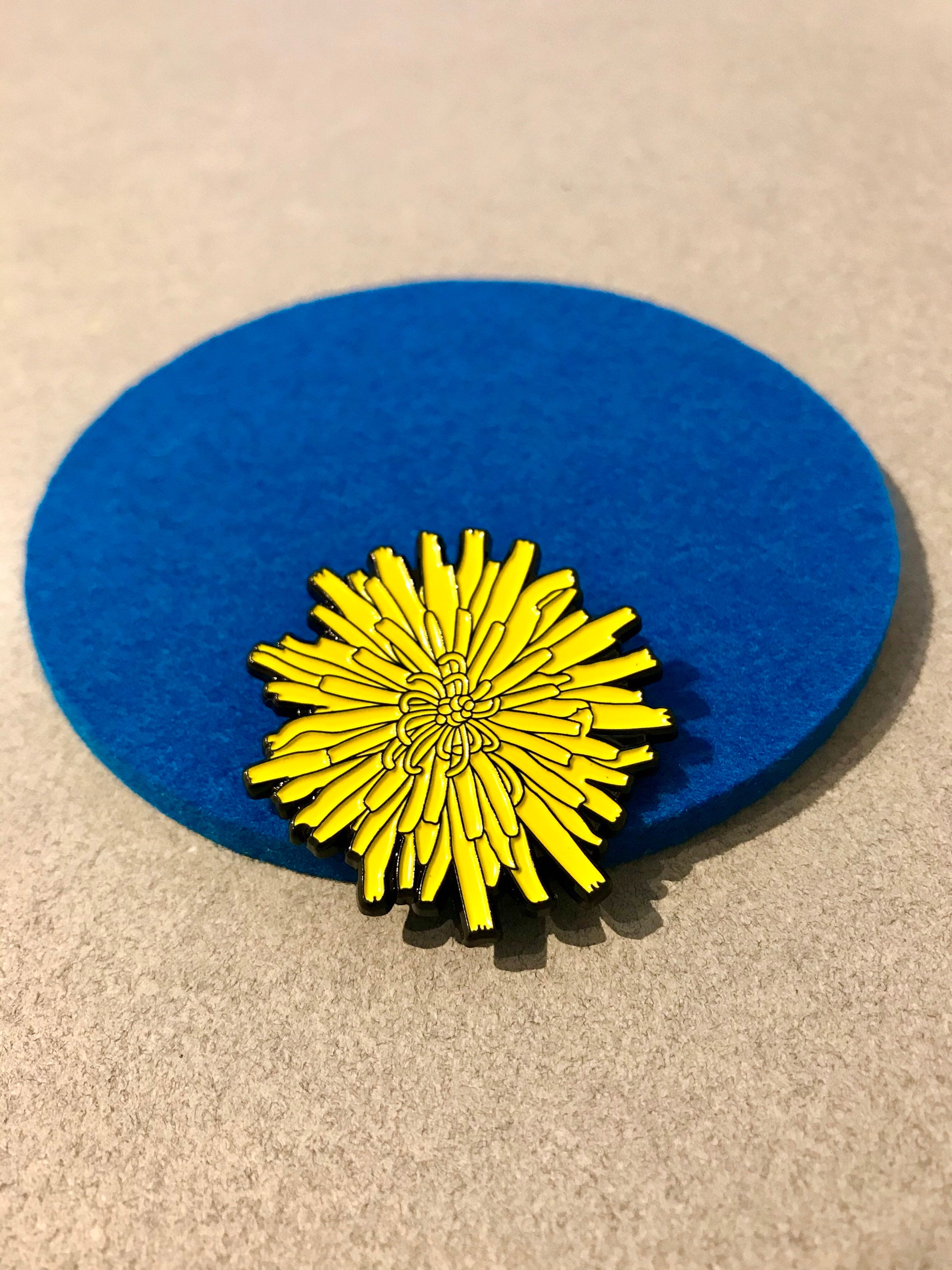 Large Dandelion Brooch: Yellow Enamel Flower Lapel Pin - Etsy