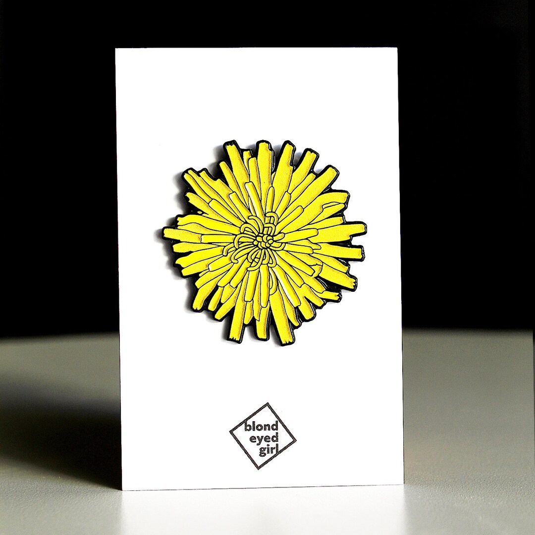 Large Dandelion Brooch: Yellow Enamel Flower Lapel Pin - Etsy