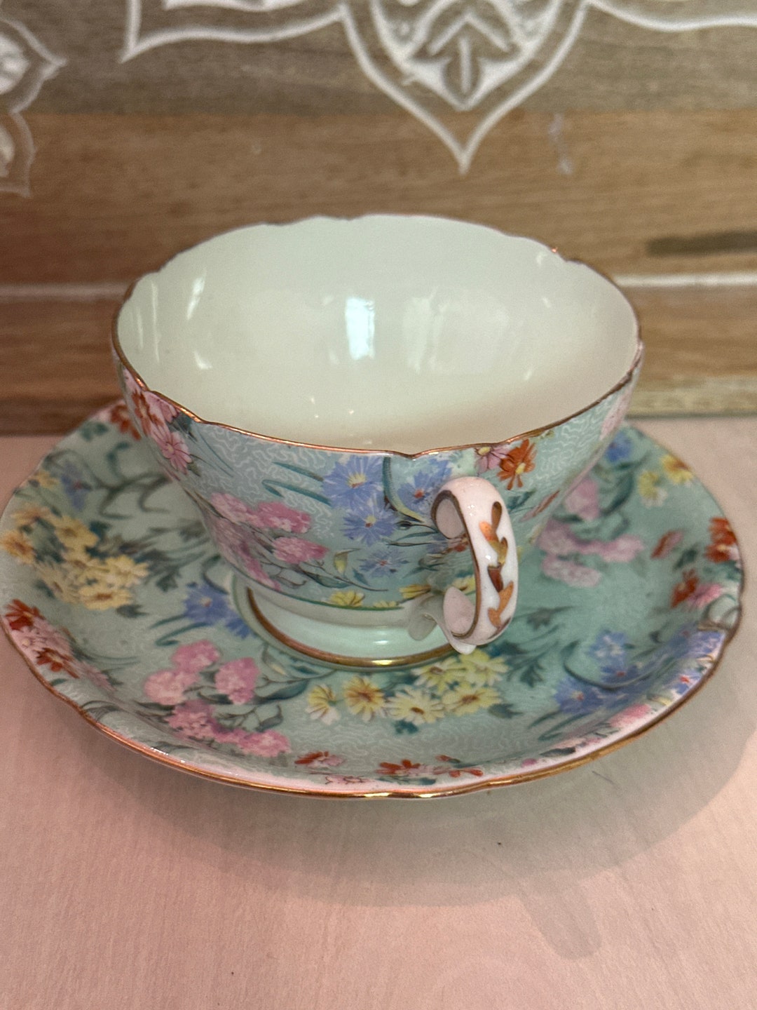 Shelley Melody Chintz Cup Saucer Gold Design on Handle Numbered - Etsy